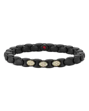 DEMEGLIO 18k Yellow Gold & Ceramic Diamond Anacondino Bracelet - Black