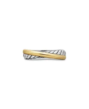 David Yurman Sterling Silver And 18k Yellow Gold Crossover Ring