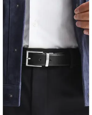 REISS Ricky Saffiano/smooth Reversible Leather Belt