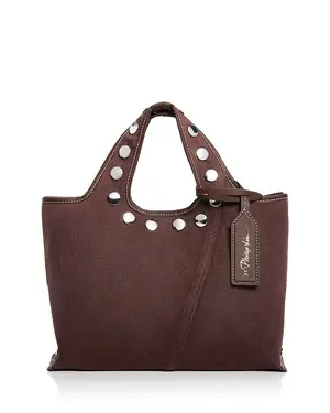 3.1 Phillip Lim Mini Washed Denim Market Tote Bag - Rust Brown