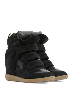 Isabel Marant Étoile Bekett Suede Wedge Sneakers - Black