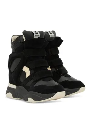 Isabel Marant Étoile Balskee High Top Leather Wedge Sneakers - Black