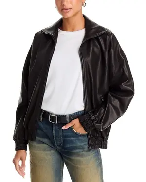Acne Studios Leather Zip Front Jacket