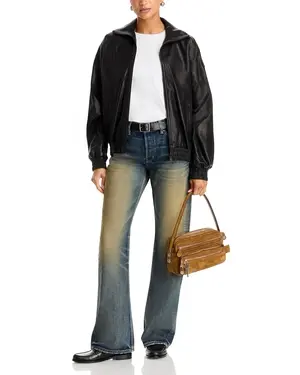 Acne Studios Leather Zip Front Jacket