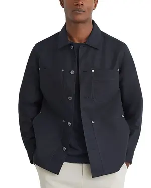REISS Yorker Twill Four Pocket Overshirt - Navy