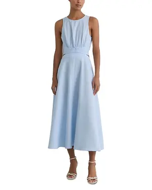 REISS Hazel Linen And Cotton Sleeveless Dress