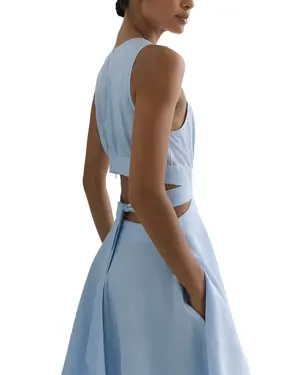 REISS Hazel Linen And Cotton Sleeveless Dress