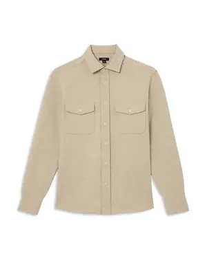 REISS Mcshane Button Front Overshirt - Oatmeal