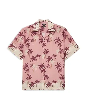 REISS Madrona Floral Print Short Sleeve Cuban Shirt