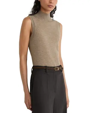 REISS Mock Neck Sleeveless Sweater