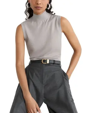 REISS Evelyn Mock Neck Sleeveless Sweater