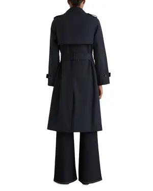 REISS Azura Hooded Double Breasted Trench Coat - Navy