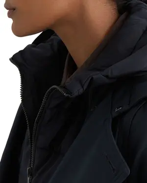 REISS Azura Hooded Double Breasted Trench Coat - Navy