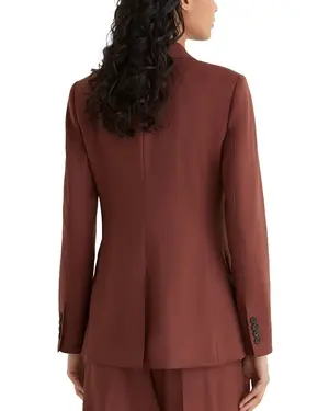 REISS Solene Double Breasted Blazer - Brick Red