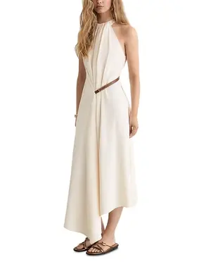 REISS Evie Draped Asymmetric Dress - Ivory