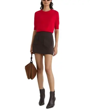 REISS Suzzie Wool Mock Neck Tee - Red