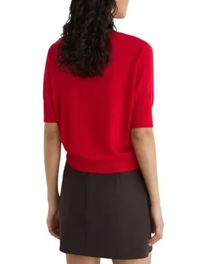 REISS Suzzie Wool Mock Neck Tee - Red