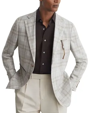 REISS Amaro Hemp Wool Slim Fit Blazer - Soft Grey