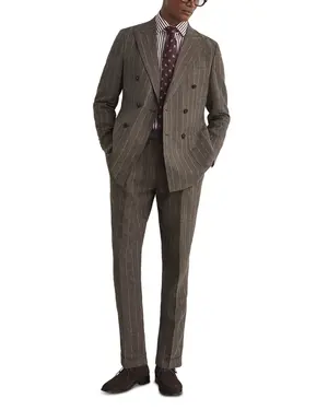 REISS Miramare Peak Lapel Pinstripe Double Breasted Linen Cotton Blazer
