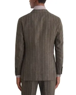REISS Miramare Peak Lapel Pinstripe Double Breasted Linen Cotton Blazer