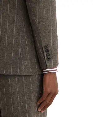 REISS Miramare Peak Lapel Pinstripe Double Breasted Linen Cotton Blazer