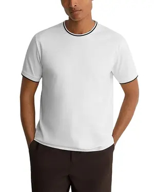 REISS Ainsley Tailored Fit Contrast Tipping Short Sleeve Tee - White