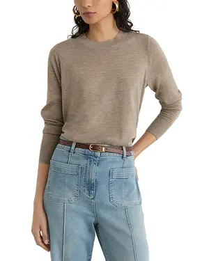REISS Sadie Merino Wool Crewneck Sweater - Neutral