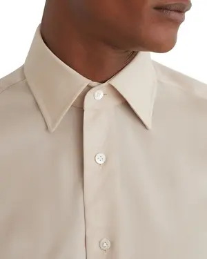 REISS Duke Airwater Finish Cotton Jersey Shirt - Stone