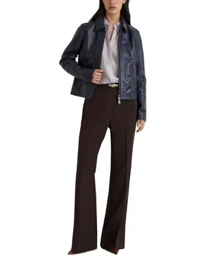 REISS The Leona Belted Flare Pants - Grape