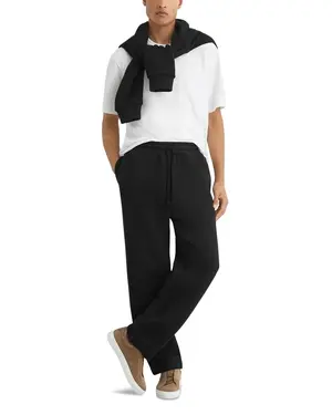 REISS Tanner Cotton Drawstring Pants - Black
