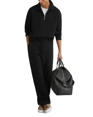 REISS Tanner Cotton Drawstring Pants - Black