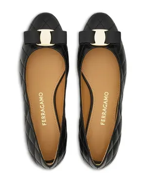 FERRAGAMO Varina Quilted Leather Ballet Flats
