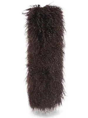 YVES SALOMON Scarf Long Hair Lamb - Brown