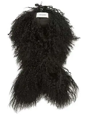 YVES SALOMON Scarf Long Hair Lamb - Black