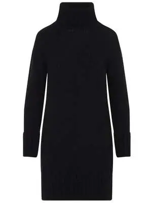 Moncler Alpaca Blend Turtleneck Knit Dress - Black