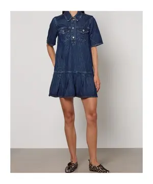 GANNI Collared Denim Mini Dress