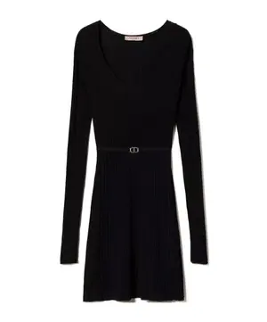 TWINSET Ribbed-knit Belted Minidress