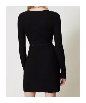 TWINSET Ribbed-knit Belted Minidress