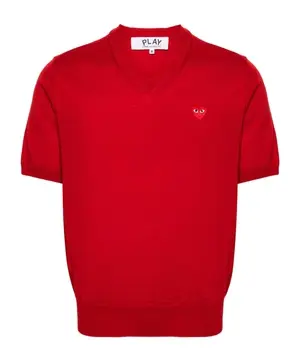 Play Comme Des Garcon Heart-patch Wool Jumper