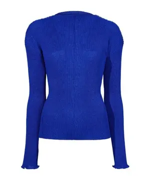 Proenza Schouler Mock-neck Ribbed Sweatshirt - Blue