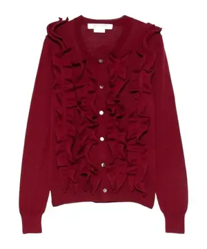 Comme Des Garçons Ruffled Cardigan - Red