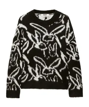 MSGM Rabbit-print Crew Neck Sweatshirt