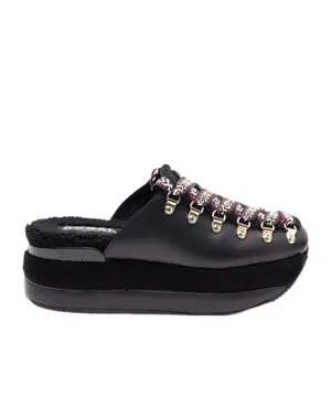 Hogan H466 Platform Lace-up Mules - Black