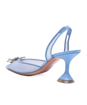 Amina Muaddi Mesh Ankle Wrap Heels