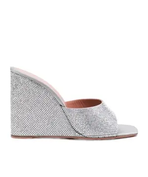 Amina Muaddi Crystal Wedge Mules