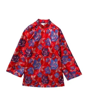 Comme Des Garçons Floral Print Top - Red