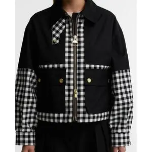 Barbour Gingham Panel Cropped Utility Jacket