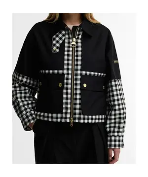 Barbour Gingham Panel Cropped Utility Jacket
