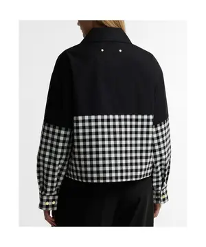 Barbour Gingham Panel Cropped Utility Jacket