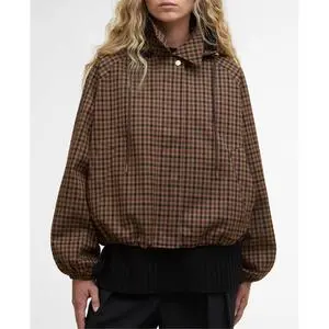 Barbour Gingham Hooded Cropped Jacket